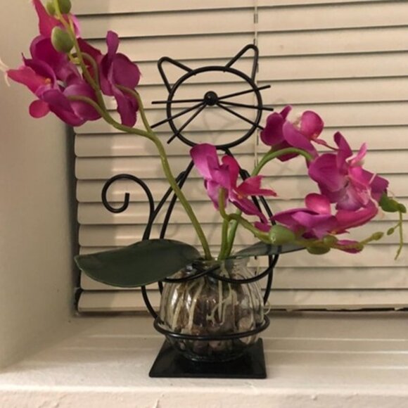Accents | New Desktop Glass Planter Vase Holdermetal Cat Plant ...